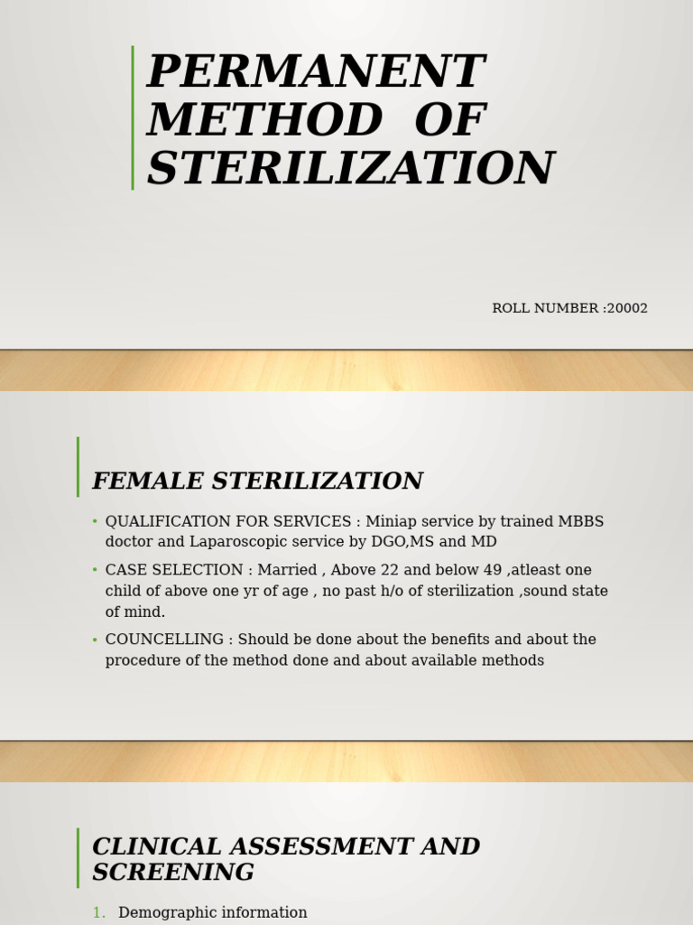 Permanent Method of Sterilization | PDF | Surgery | Clinical Medicine