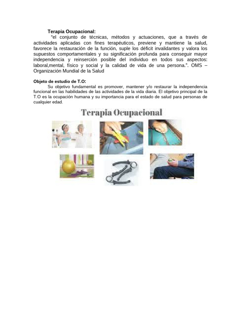 Terapia Ocupacional: Salud e Independencia | PDF