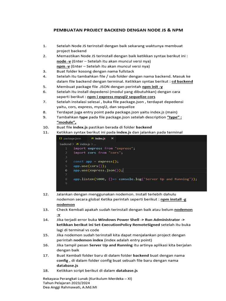 Panduan Project Backend Node.js | PDF