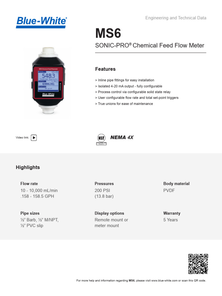135 MS6 Datasheet | PDF | Flow Measurement | Transformer