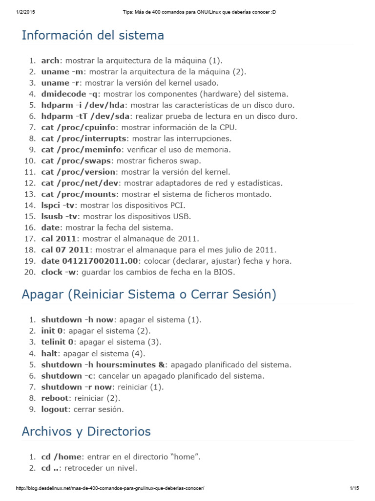 Tips Mas de 400 Comandos para GNU Linux | PDF | Archivo de computadora | Dirección IP
