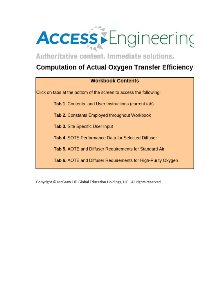 Field Oxygen Transfer Efficiency and Aeration Diffuser Calculations SI ...