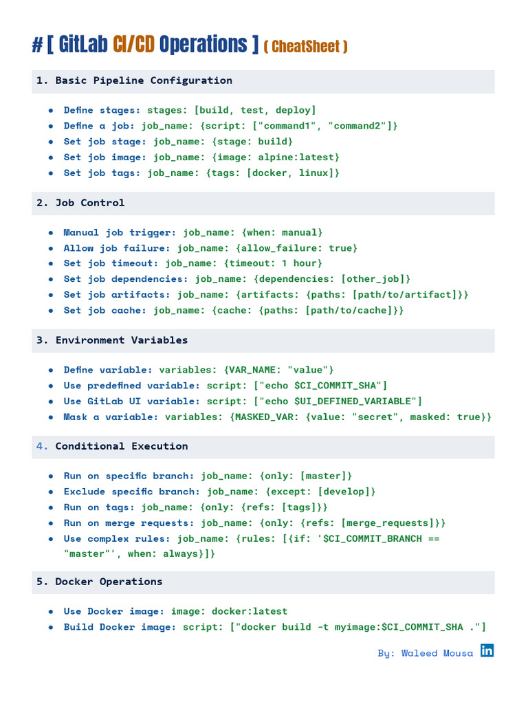 GitLab CI CD Operations CheatSheet 1731972419 | PDF | Software Engineering | Software