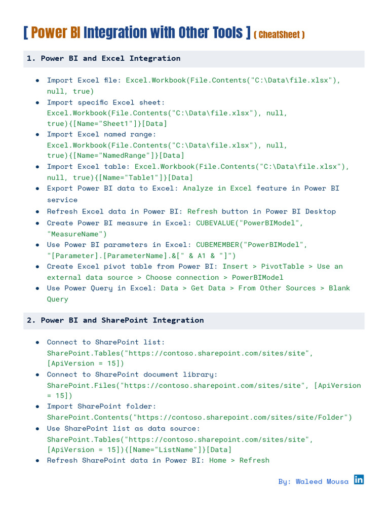 Power BI Integration With Other Tools CheatSheet 1731972372 | PDF ...