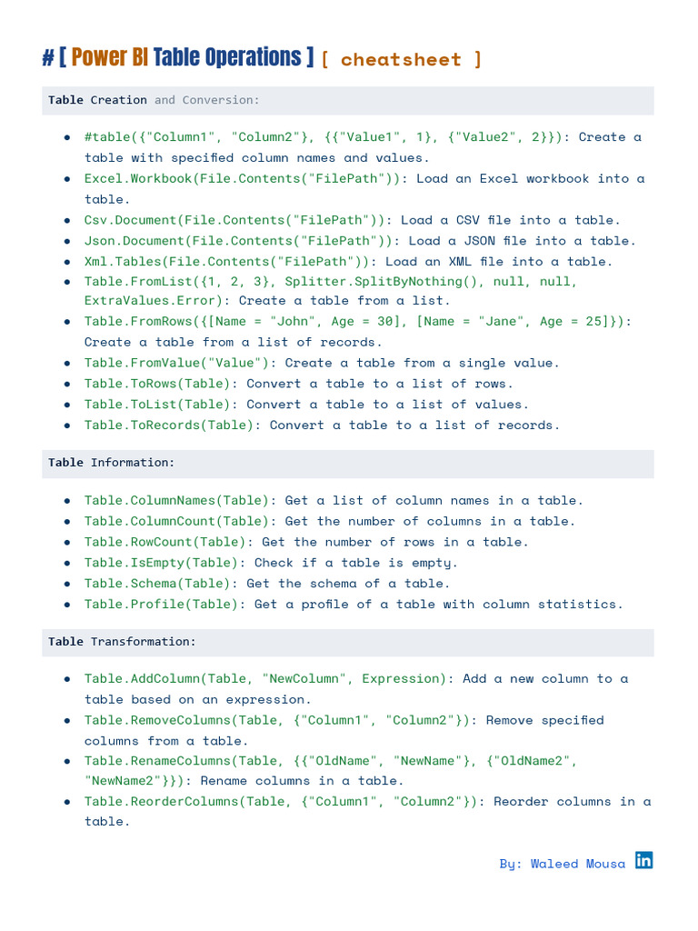 Power BI Table Operations Guide | PDF | Table (Database) | Logarithm