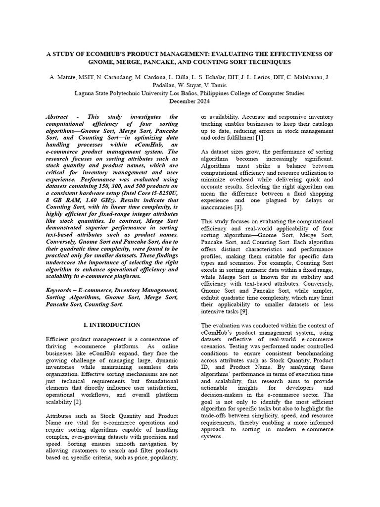 A Study of eComHub's Product Management - Evaluating The Effectiveness of Gnome, Merge, Pancake ...