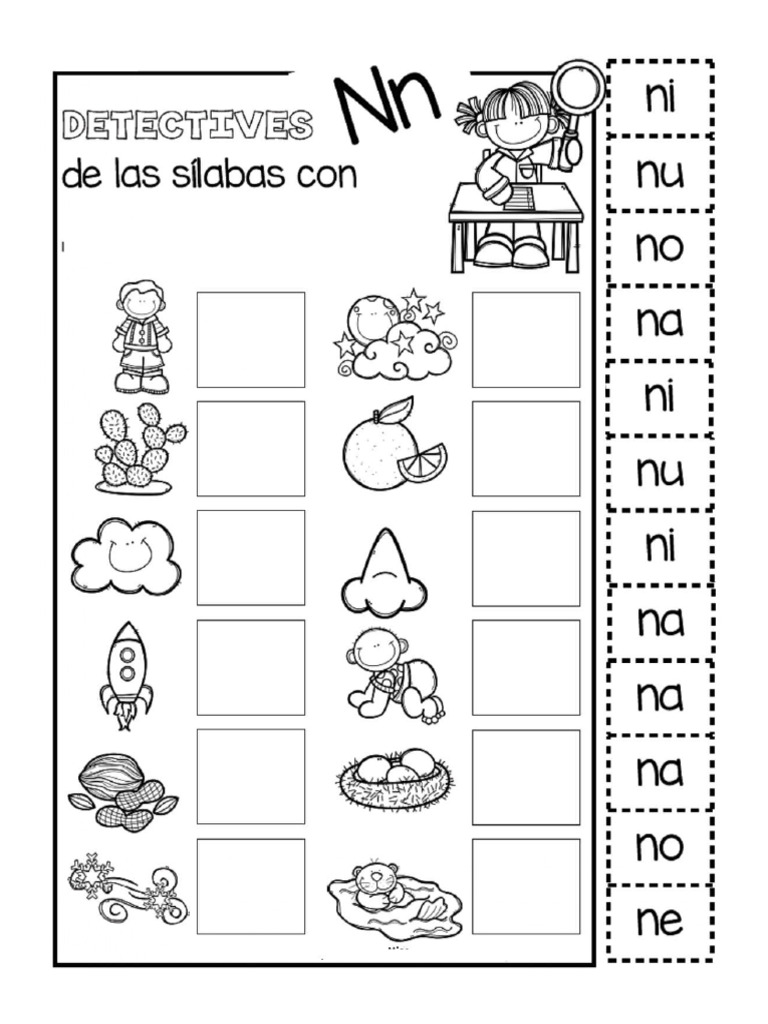 Ejercicio silabas Nn | PDF