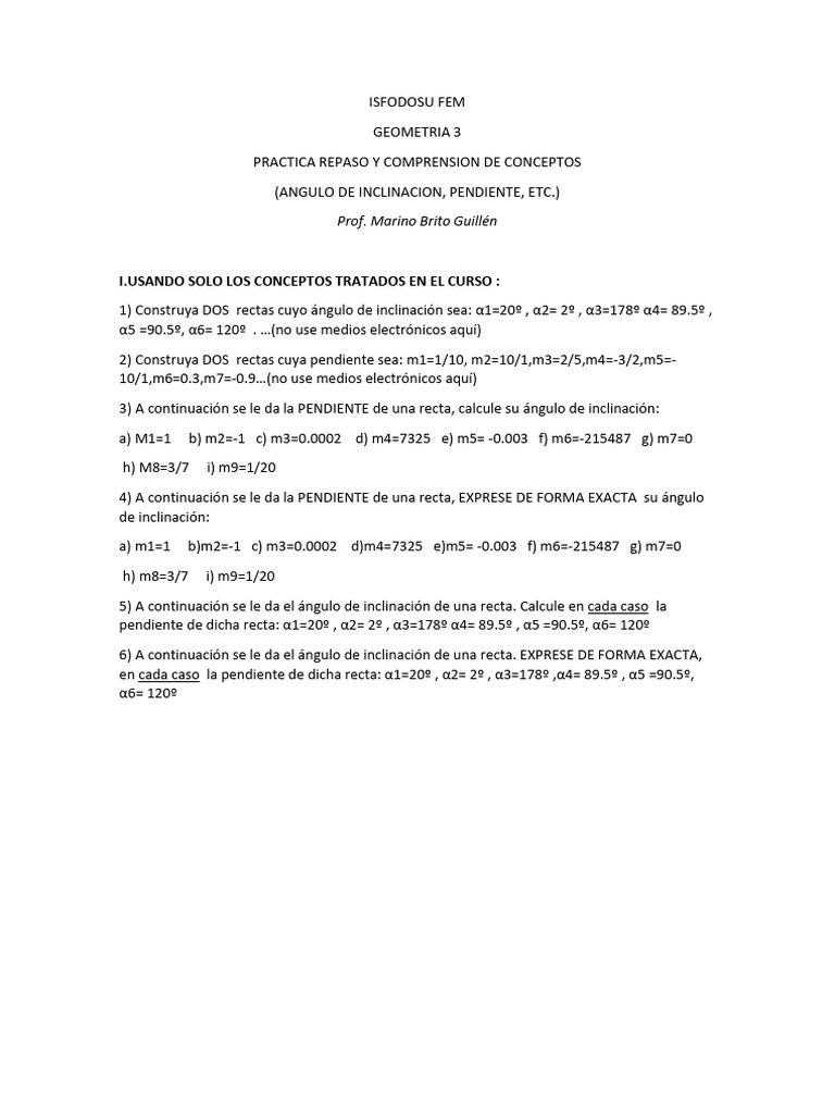 PRACT. 1 geom 3----(angulo de inclinacion y pendiente) | PDF