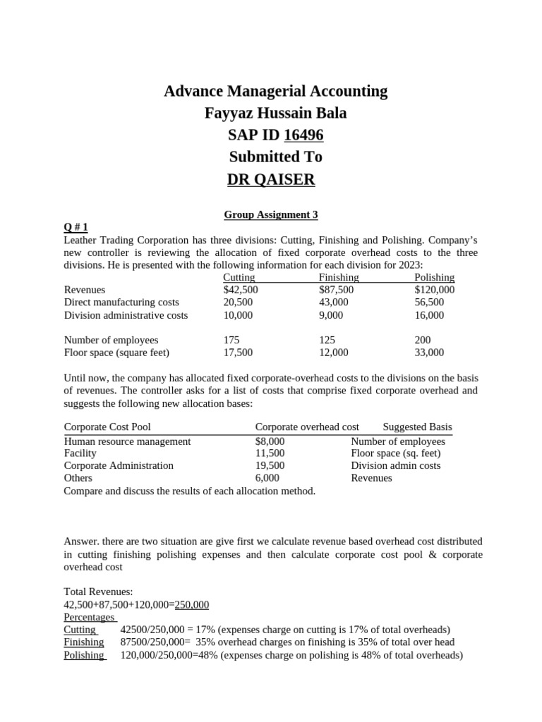 Assgn 3 | PDF | Profit (Economics) | Cost