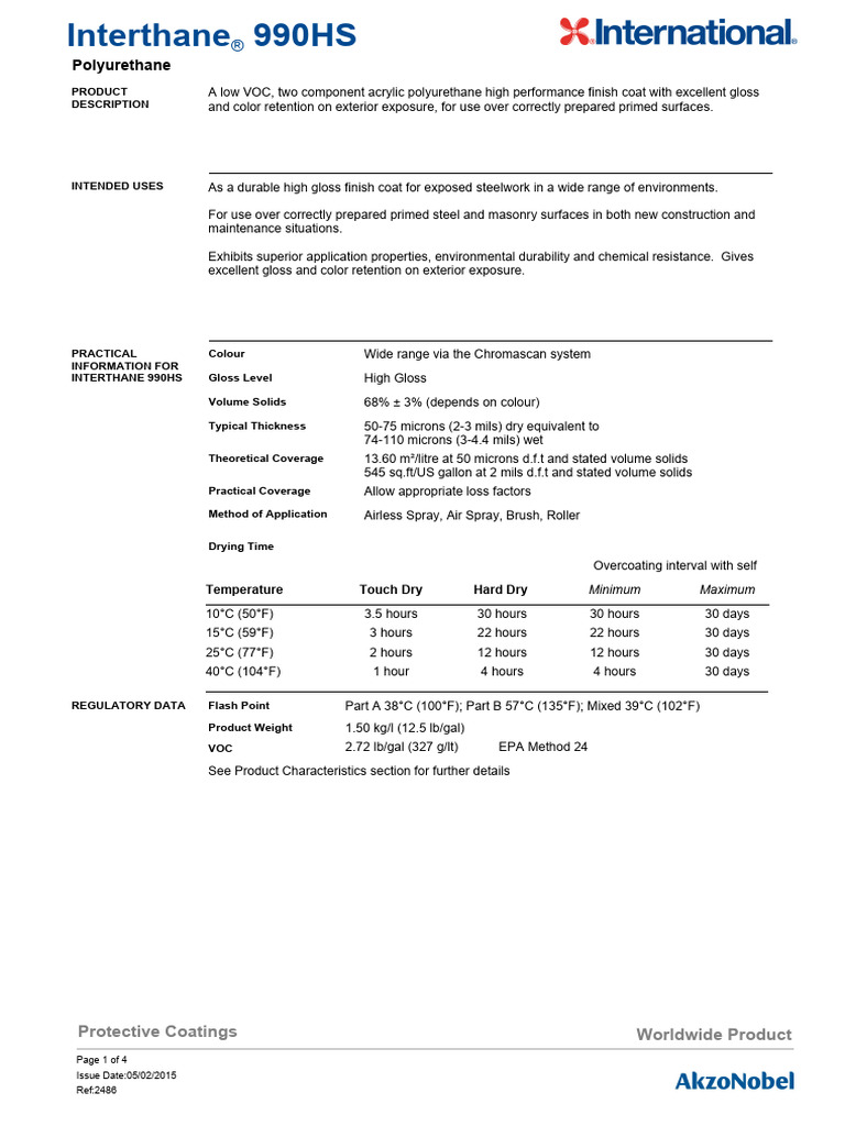 International Interthane 990 HS | PDF | Paint | Humidity
