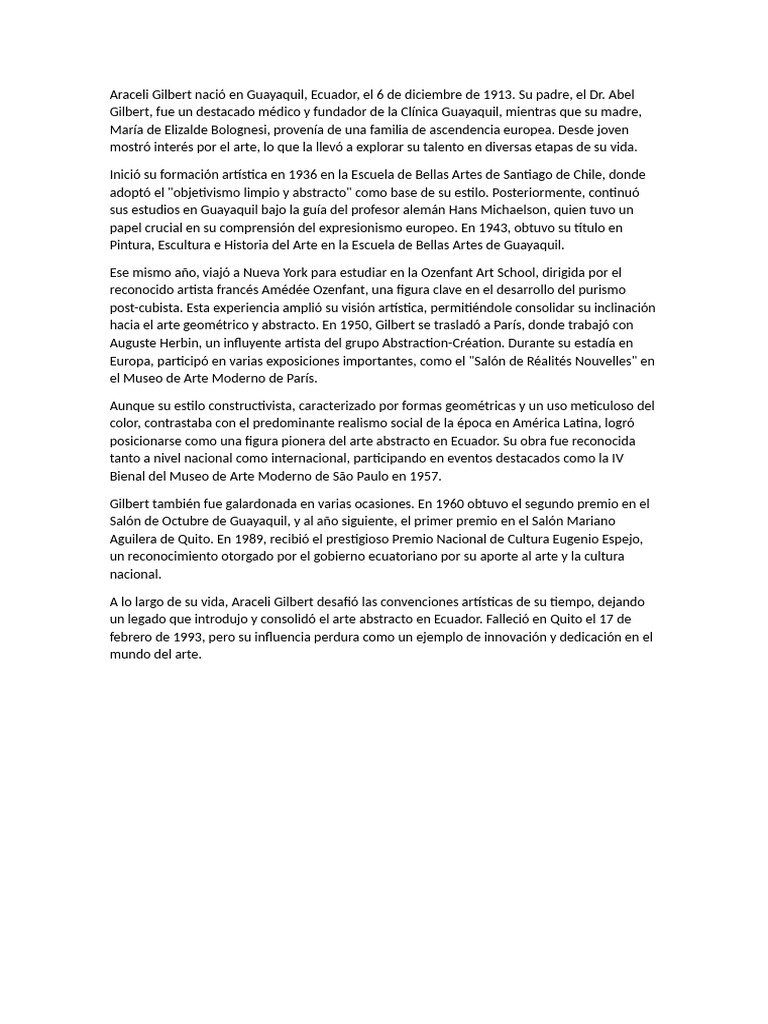 Araceli Gilbert biografía | PDF | Las artes | Movimientos de arte