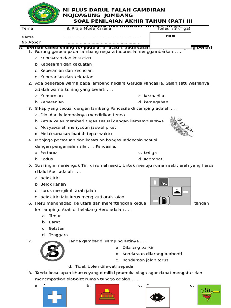 Soal PAT Tema 8 Kelas 3 | PDF
