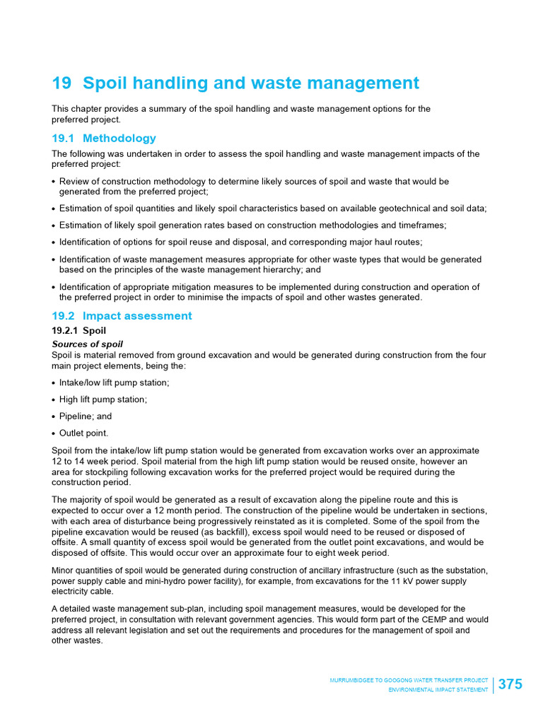 CH 19 Spoil Handling and Waste Management PDF | PDF | Waste Management ...