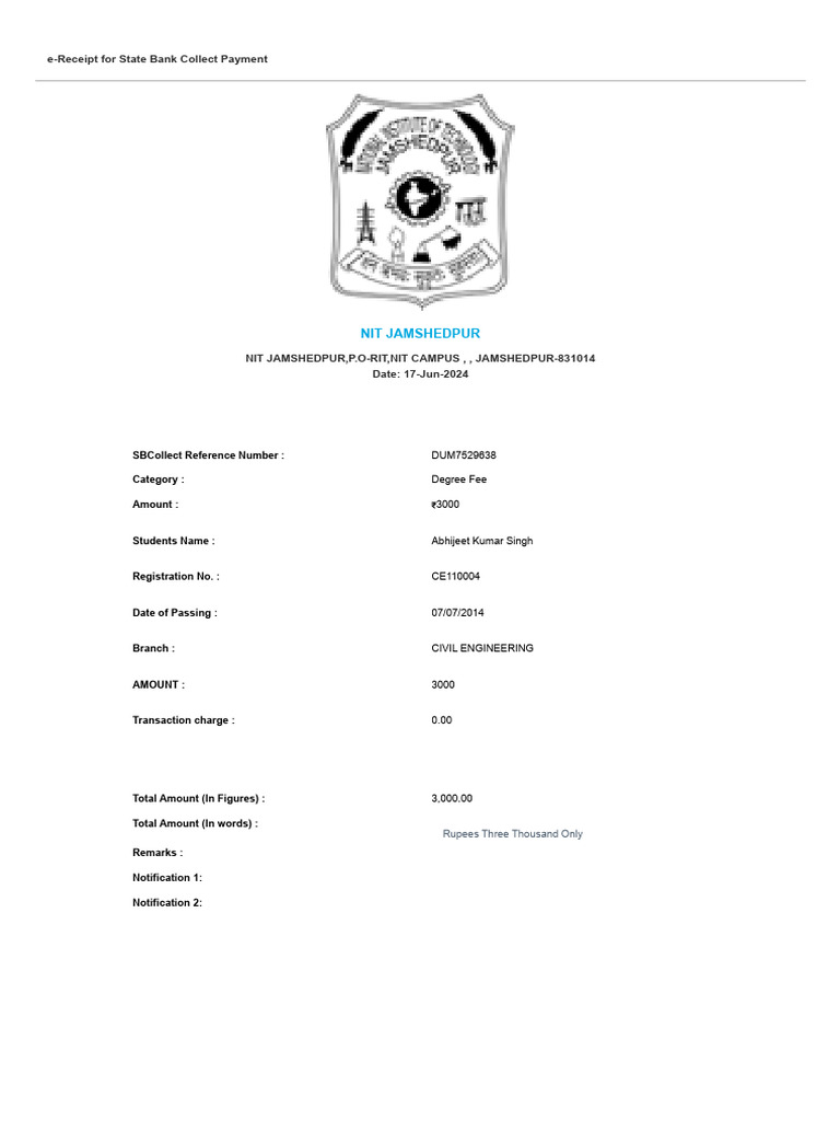 5.payment Receipt For Degree | PDF