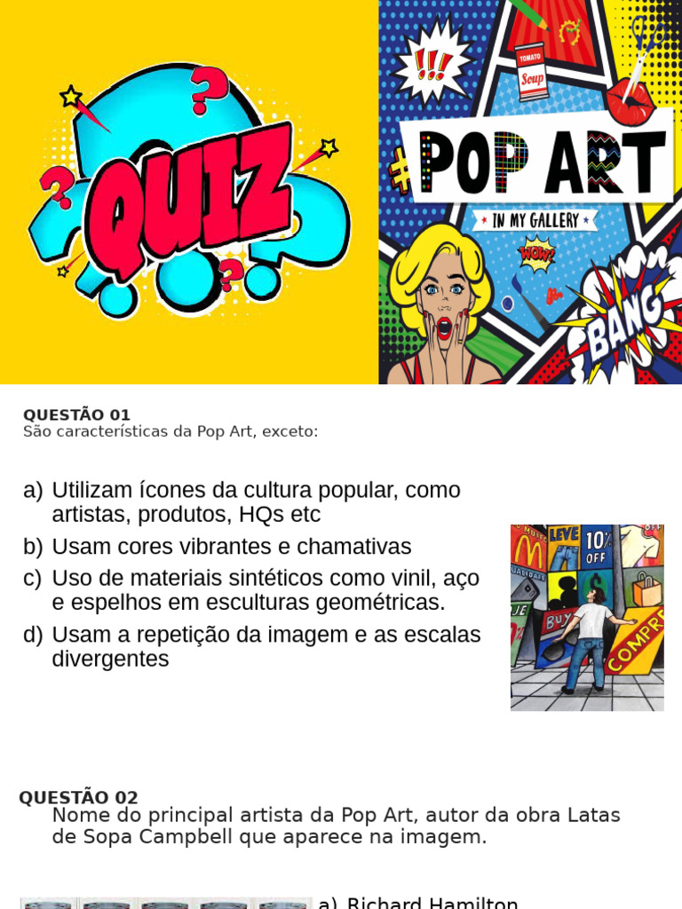 Quiz de Pop Art para Estudantes | PDF