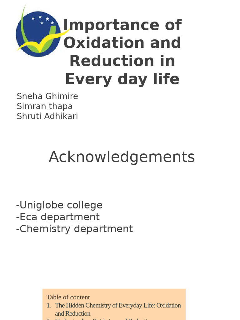 The Hidden Chemistry of Everyday Life Oxidation and Reduction | PDF ...