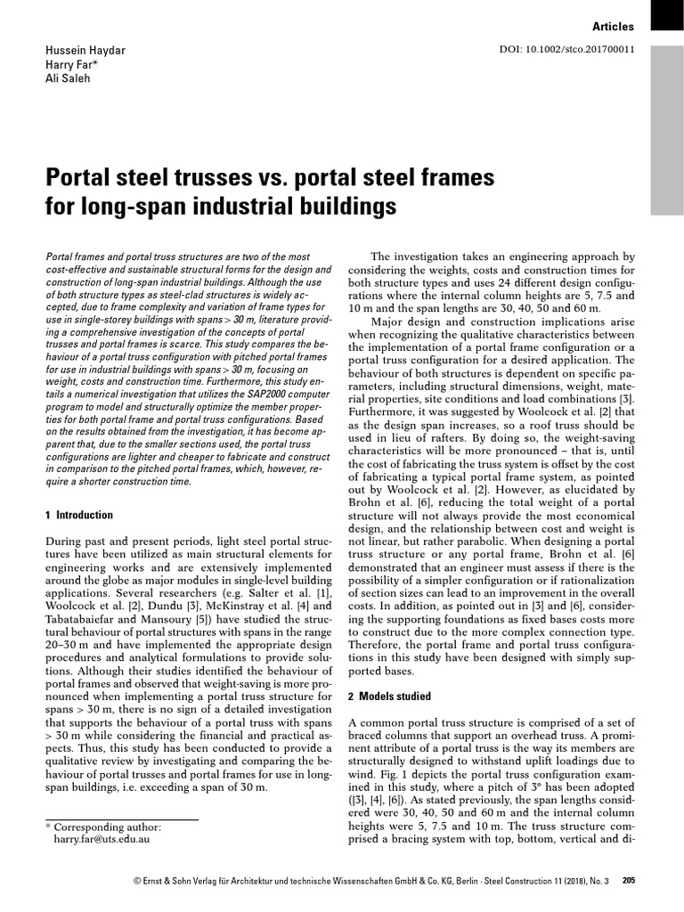 Portal Trusses vs. Frames for Industry | PDF | Truss | Structural ...