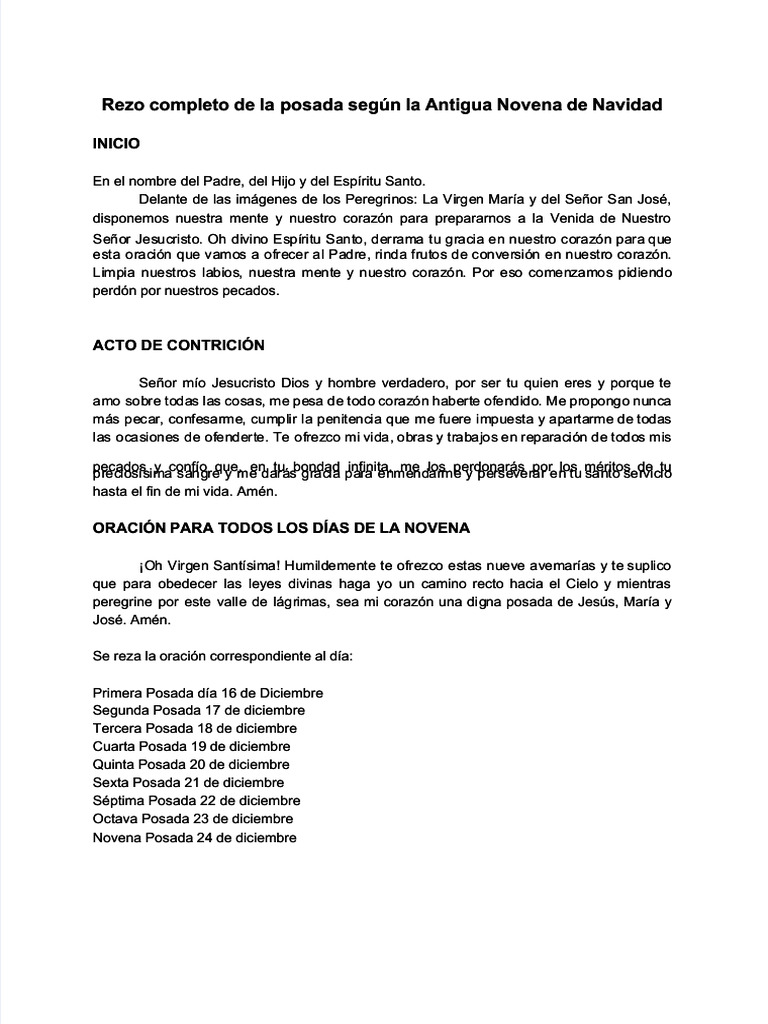 PDF Letania para Pedir Posada y Novena de Navidad Completa Con Rezos y Cantos Compress | PDF ...