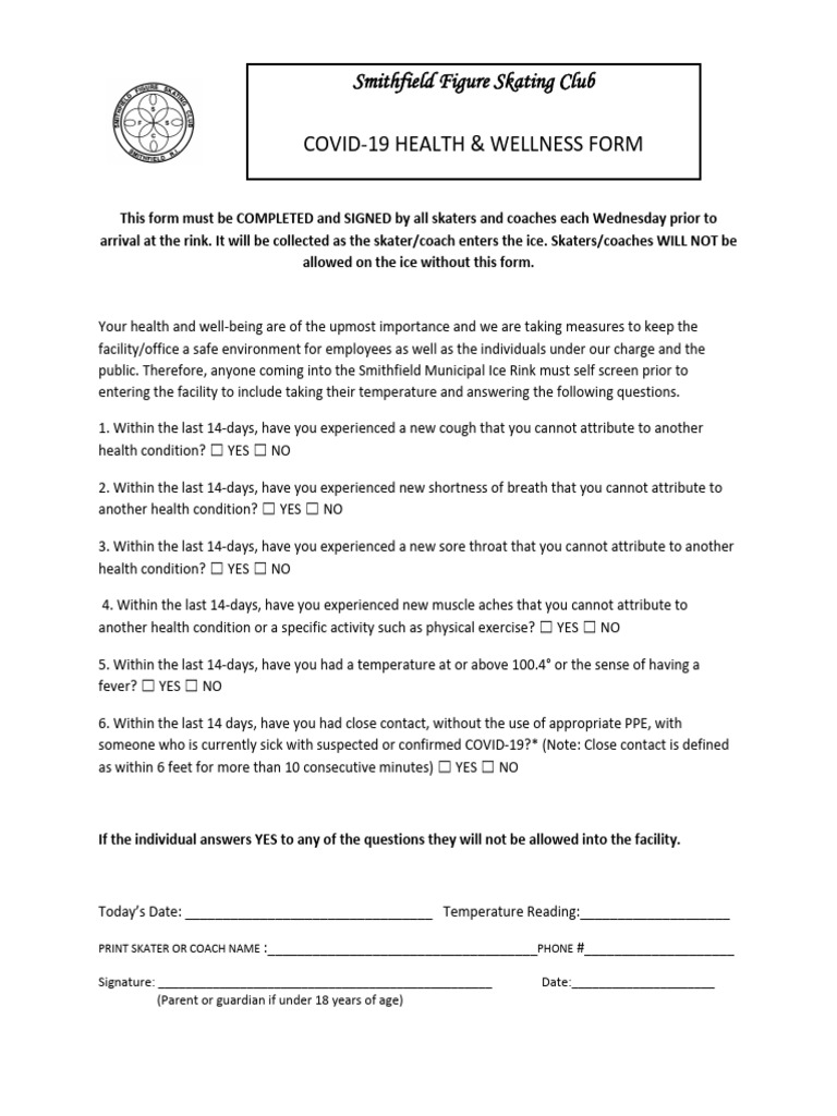 2020 Covid 19 Health & Wellness Form | PDF