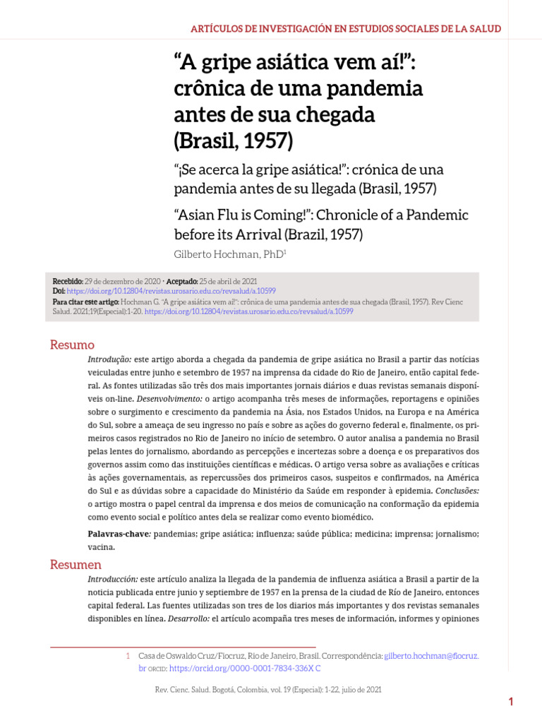 Gripe Asiática 1957 | PDF | Gripe | Pandemia