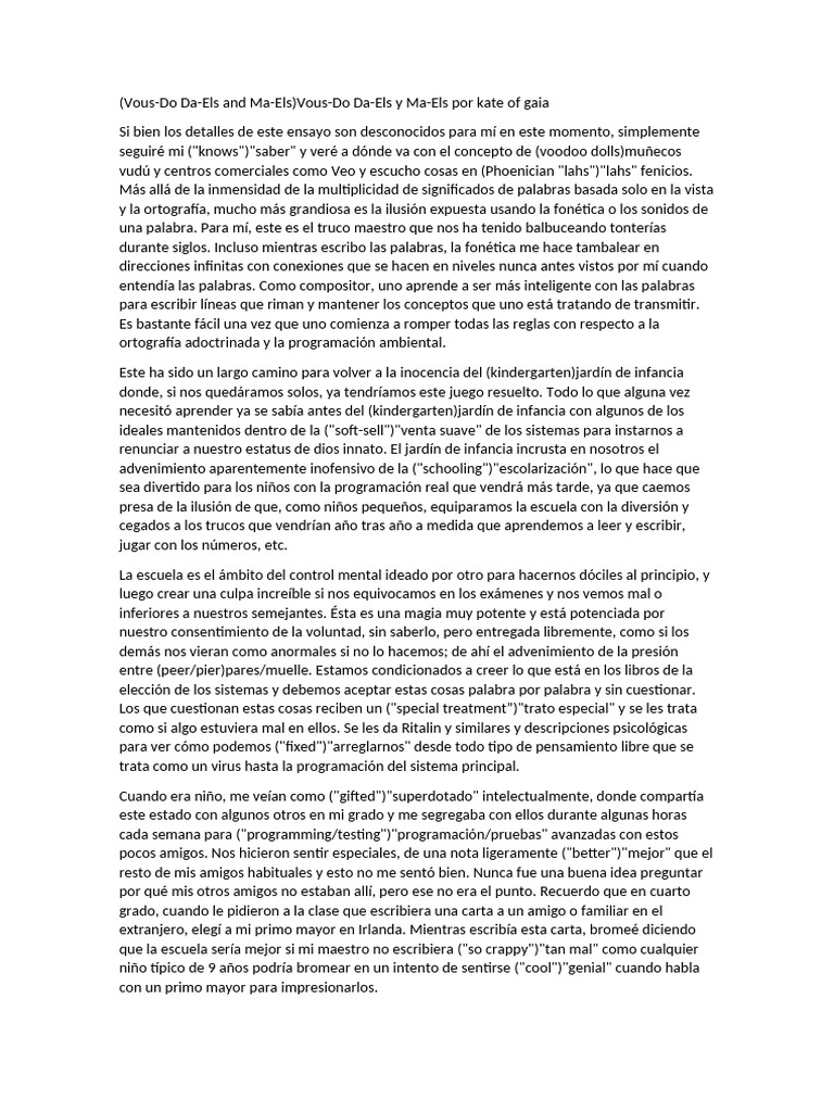 Vous-Do Da-Els and Ma-Els Traduccion | PDF | Verdad