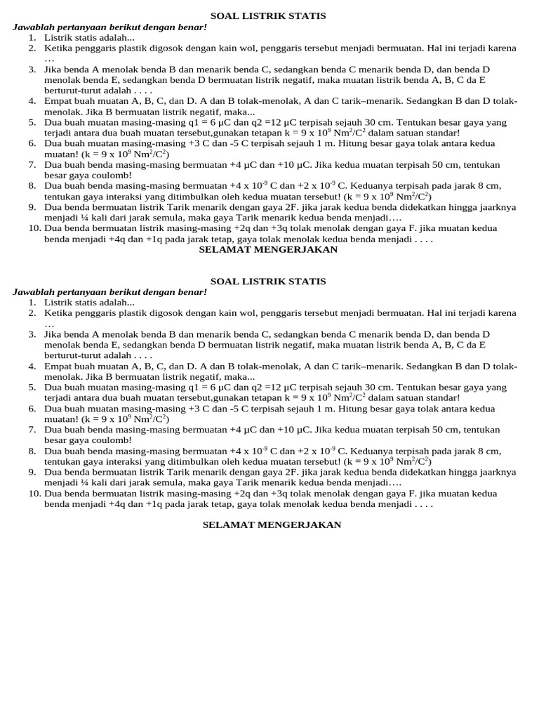 Gaya Interaksi Muatan Listrik | PDF