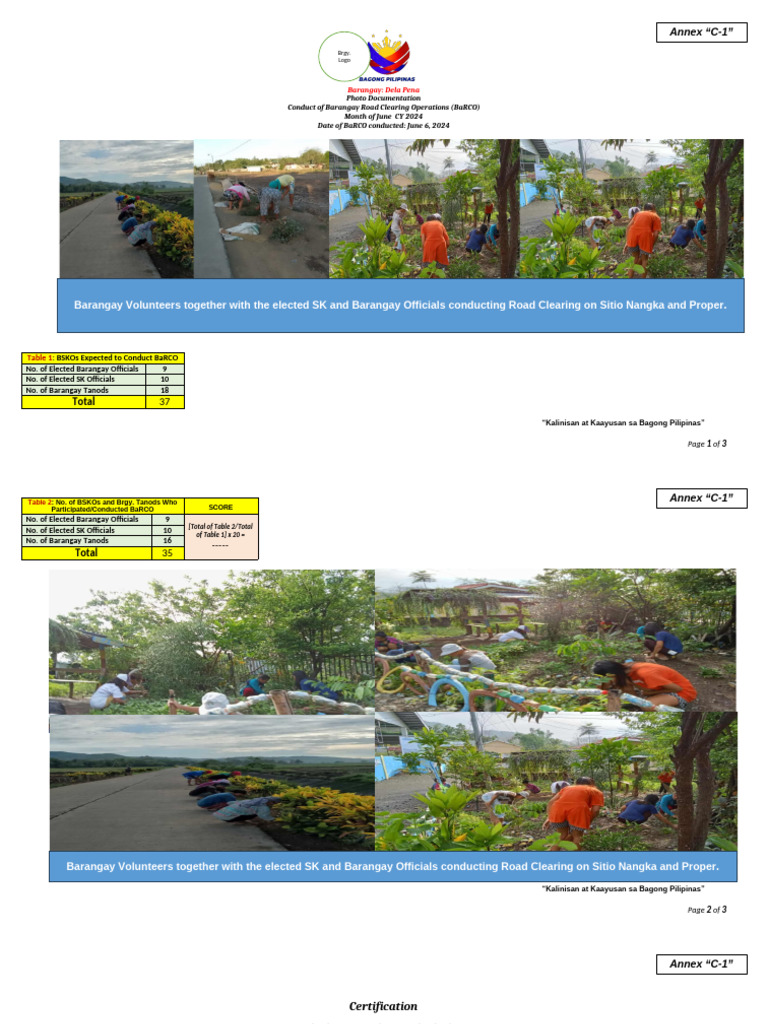 Annex C-1_Photo Documentation _Barangay BaRCO Monthly Monitoring Report ...