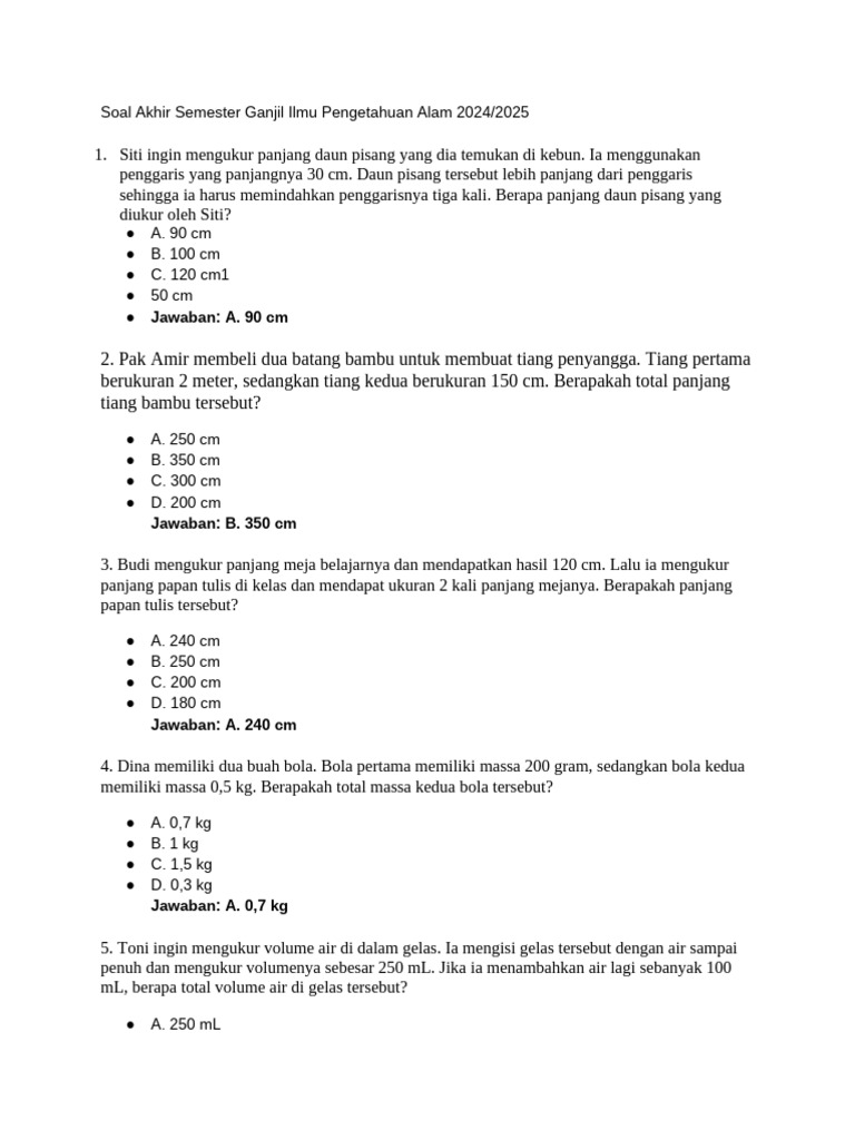 SAS IPA Ganjil Ilmu Pengetahuan Alam 2024 - 2025 | PDF