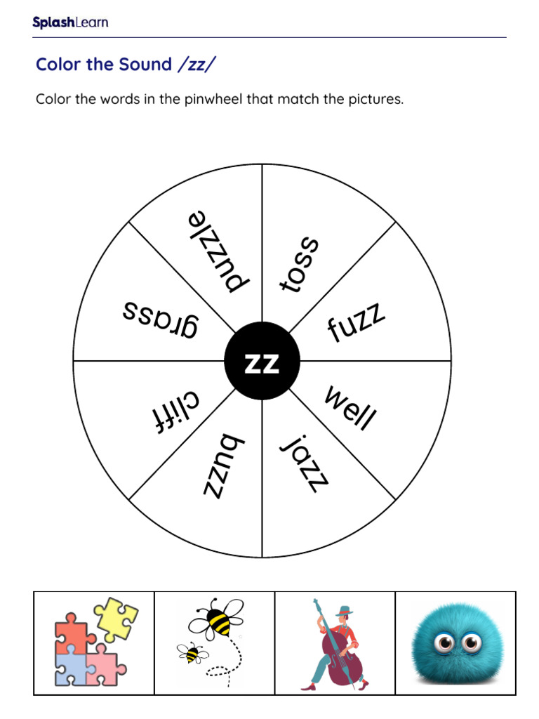 Reading Worksheet - Color The - ZZ - Sound | PDF