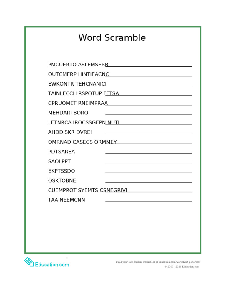 Word Scramble | PDF