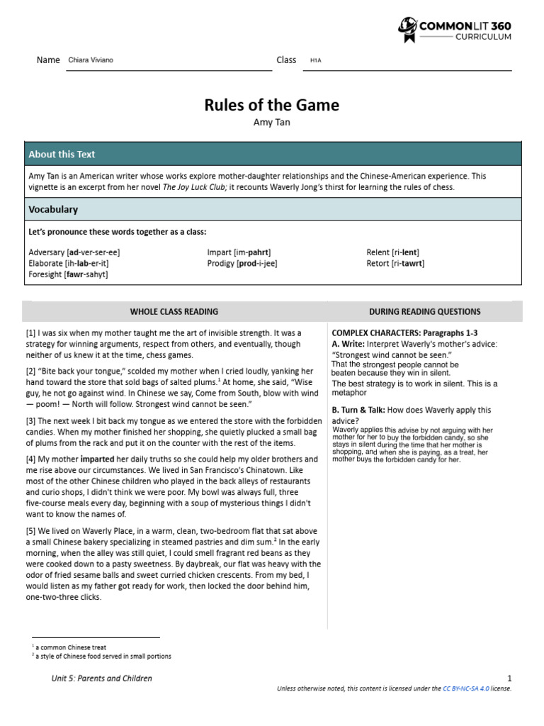 Conflicts in "Rules of the Game" Excerpt | PDF | Creative Commons ...