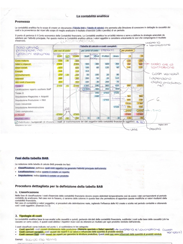 Contabilità Analitica | PDF