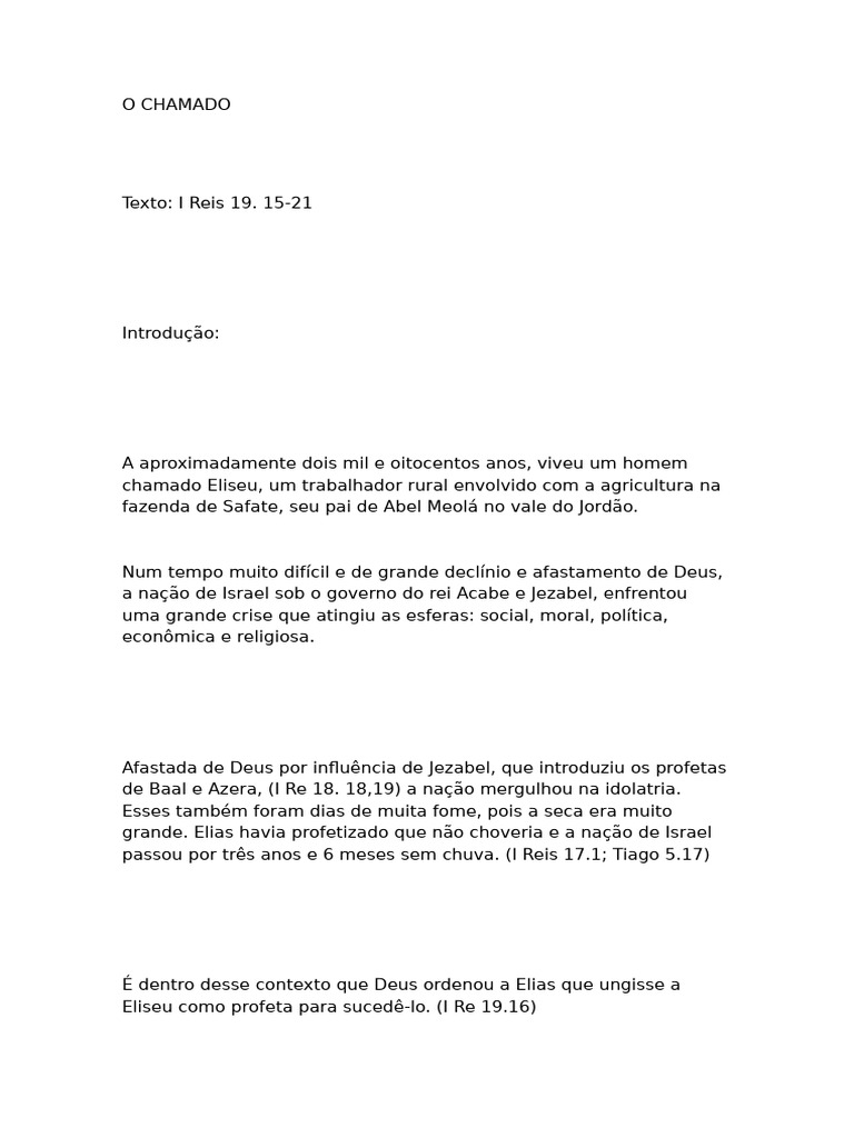 Estudo Bíblia O Chamado | PDF | Elias | Deus