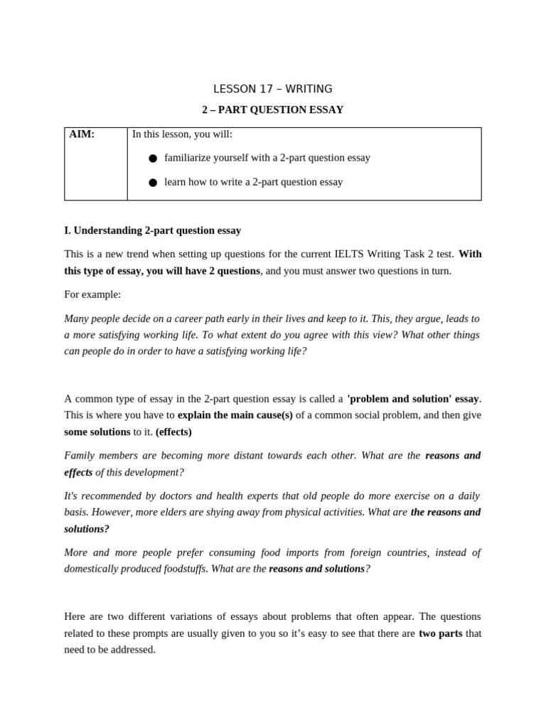 2 PartsQuestions | PDF | Cost Of Living | Essays