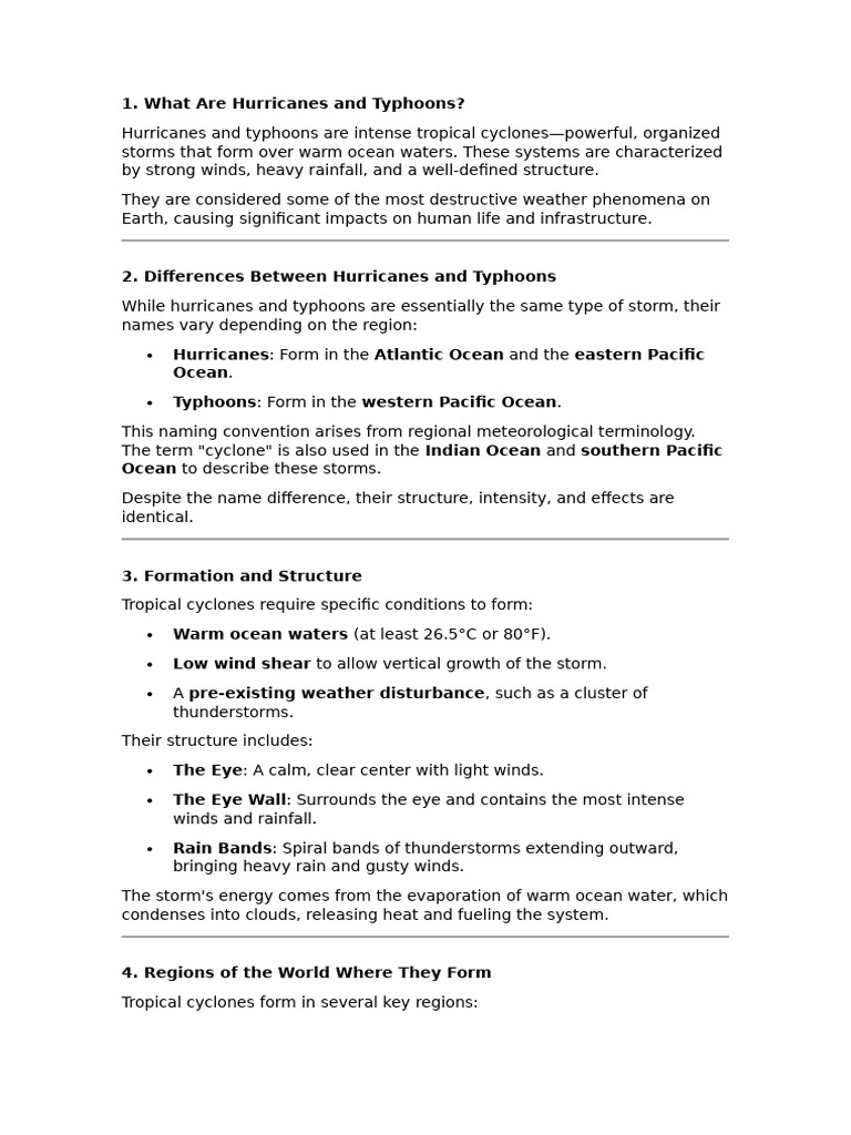 Hurricanes vs. Typhoons Explained | PDF | Tropical Cyclones | Eye (Cyclone)