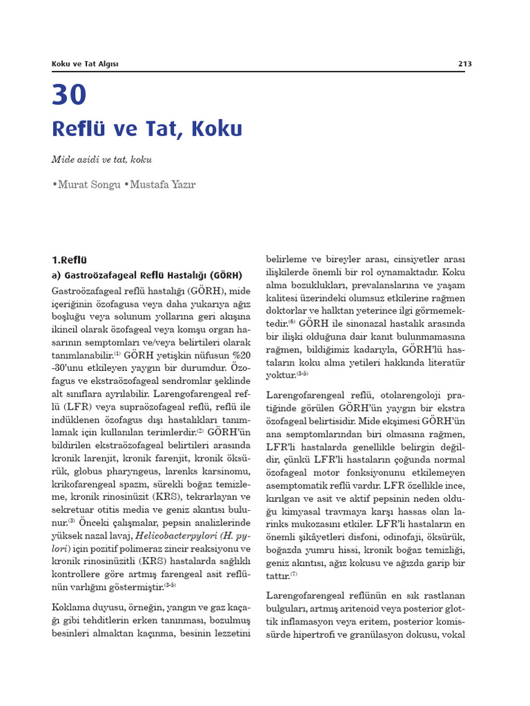 30.koku, Tat Algısı Ve Reflü | PDF