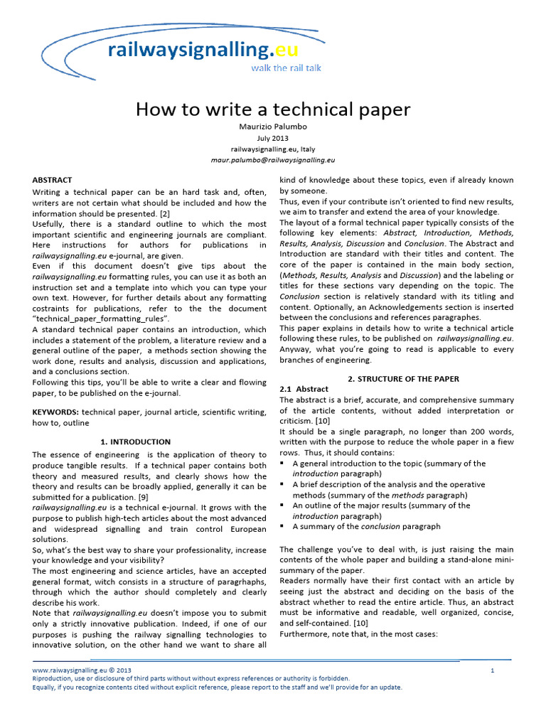 how_to_write_a_technical_paper | PDF | Abstract (Summary) | Academic ...