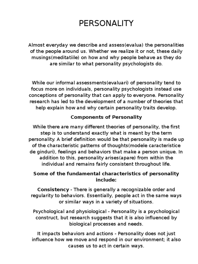 Components of Personality | PDF | Personality Disorder | Dialectical ...