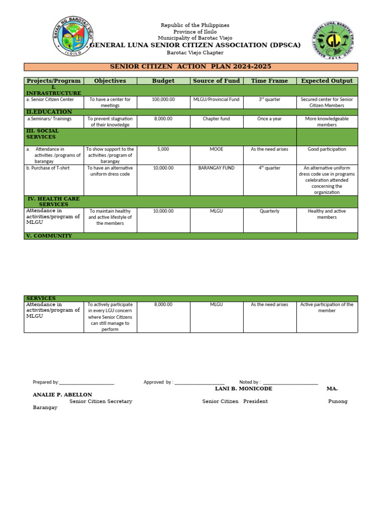 Senior Citizen Action Plan 2024-2025 | PDF