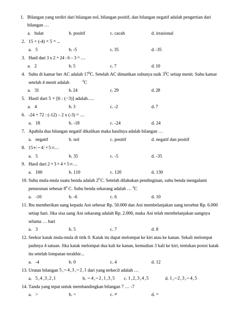 Soal MTK B.1 | PDF