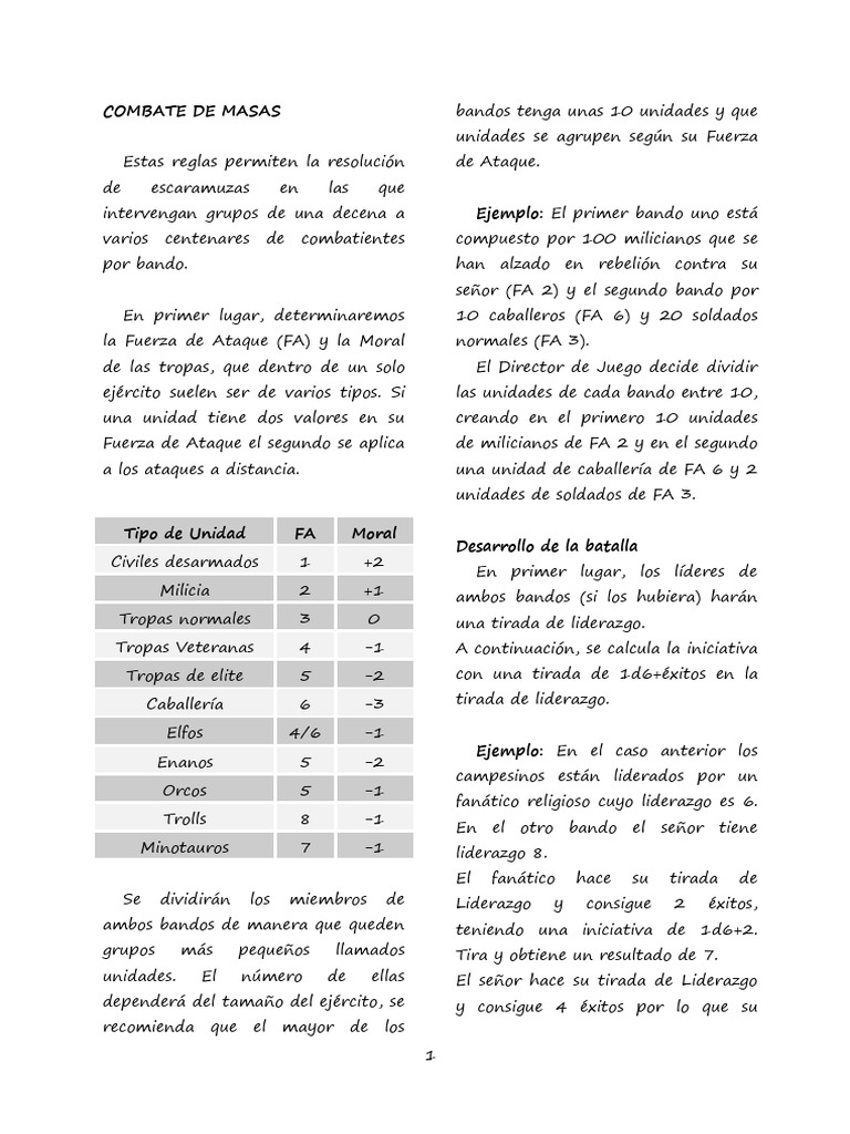 Reglas de Combate de Masas RPG | PDF | Cerco | Fortificación