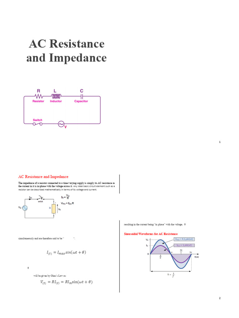 AC Resistance and Impedance | PDF | Electrical Impedance | Inductor