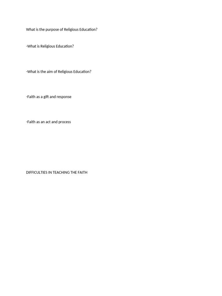 What Is The Purpose of Religious Education | PDF