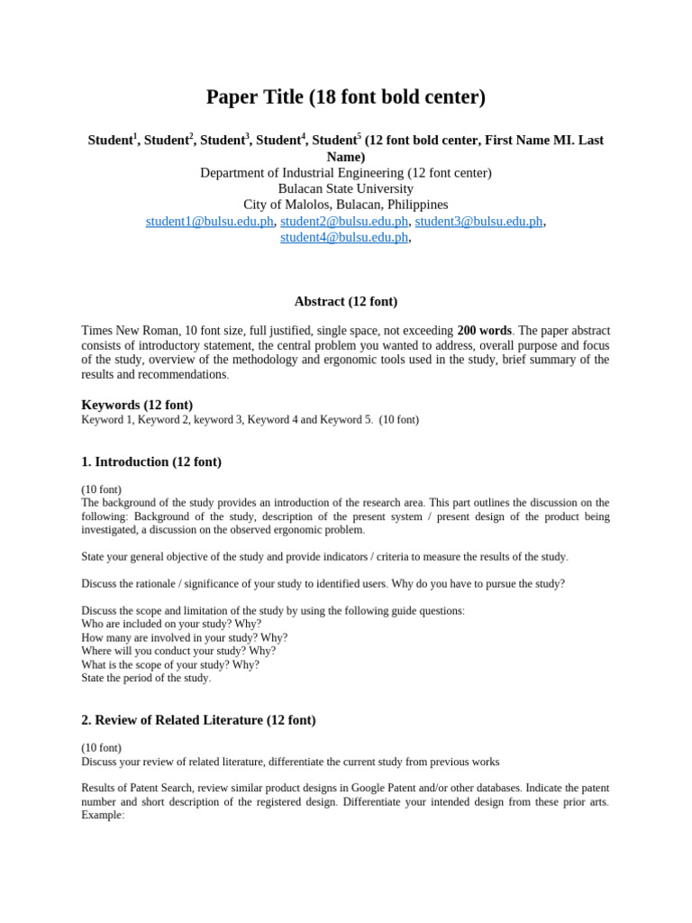 Ergo 1 Ergonomic Project Template | PDF | Human Factors And Ergonomics | Prior Art