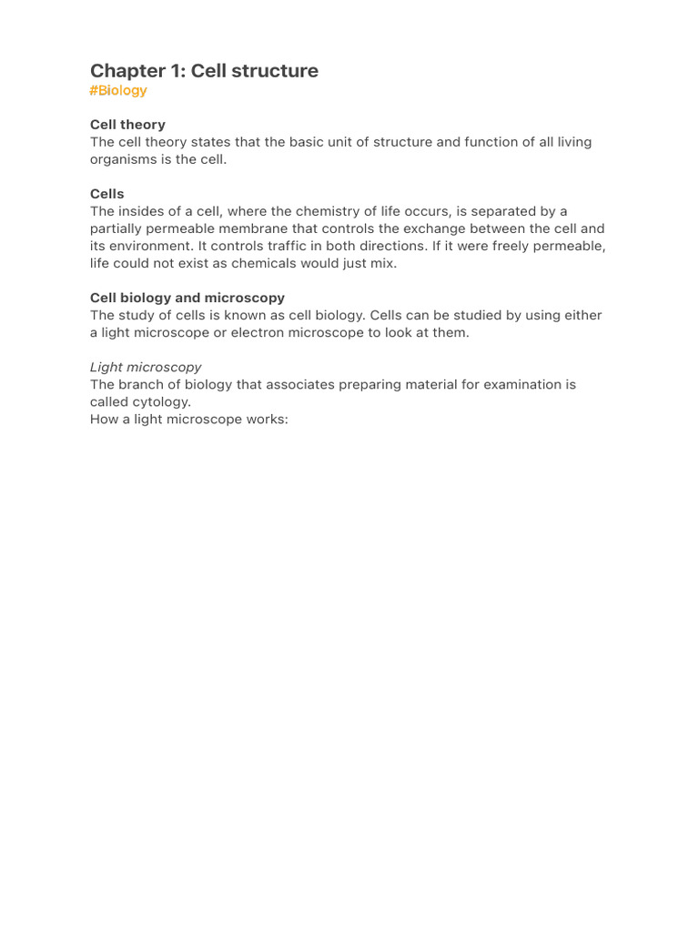 Chapter 1: Cell Structure | PDF | Cell (Biology) | Endoplasmic Reticulum