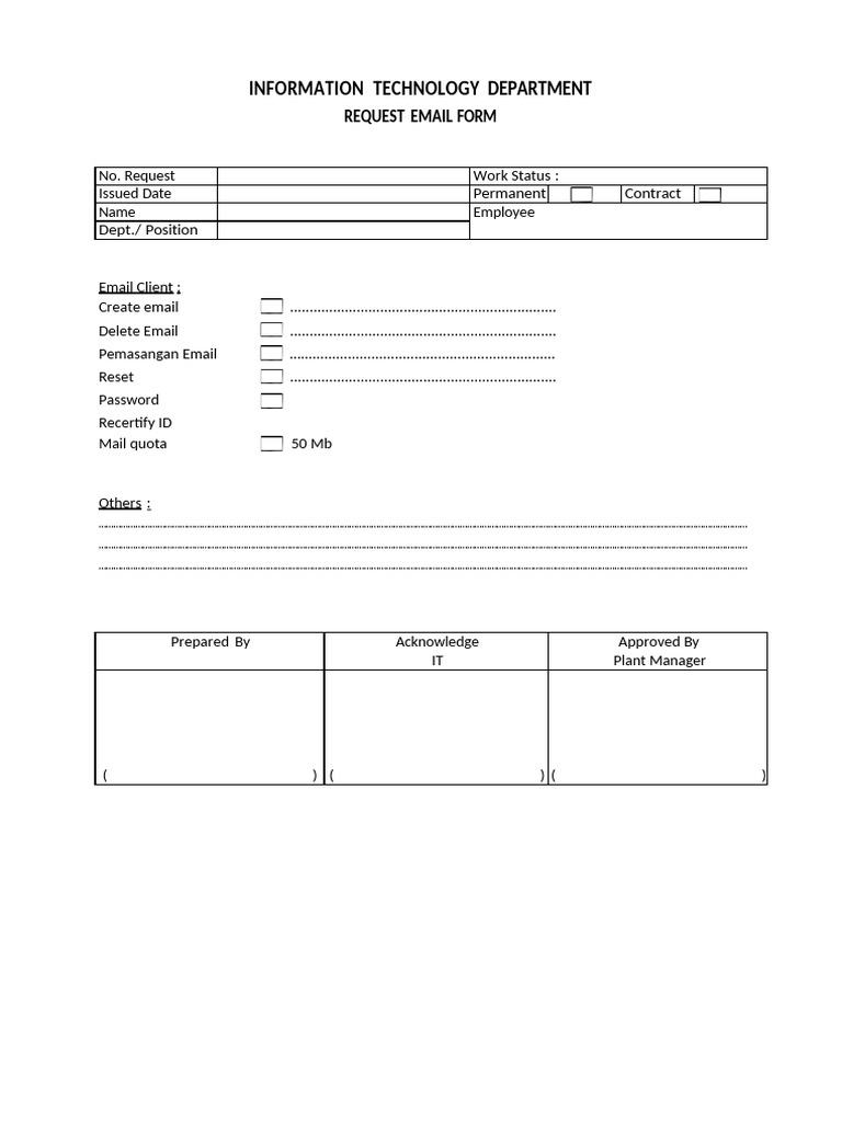 IT Department Email Request Form | PDF