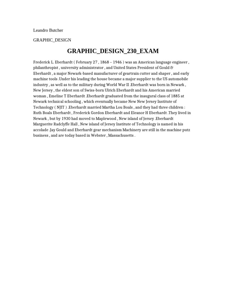 Frederick Eberhardt: Gear Manufacturer Pioneer | PDF