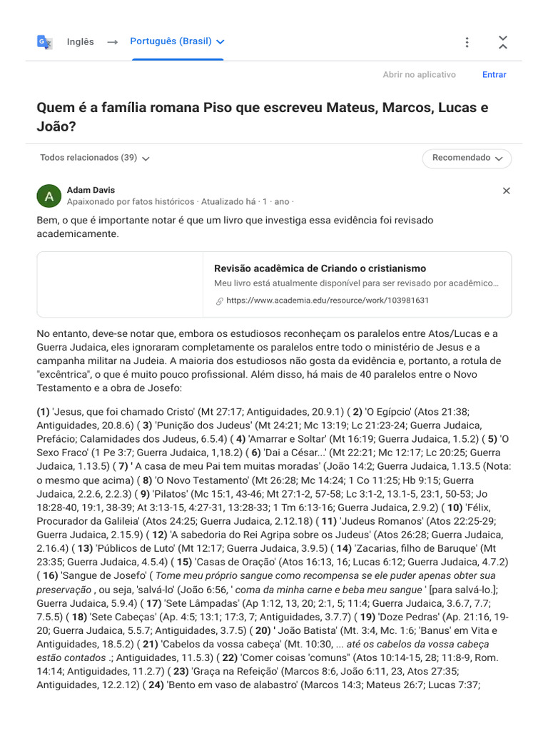 Quem É A Família Roman Piso Que Escreveu Mateus, Marcos, Lucas ...