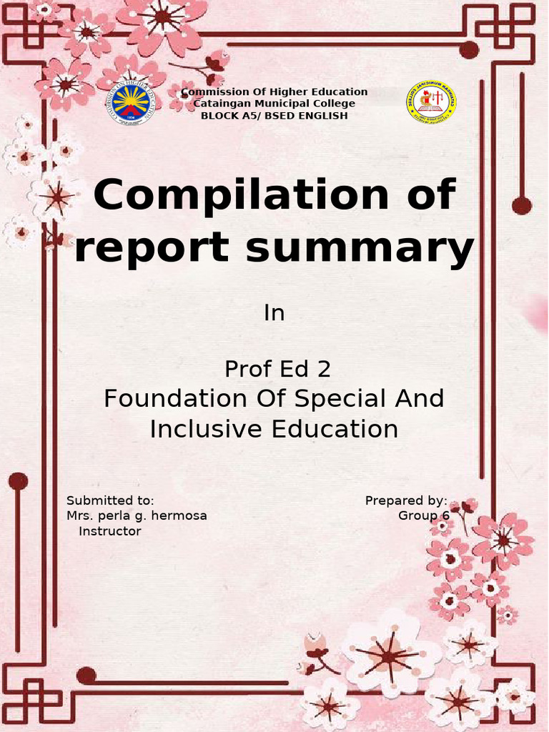 Summary Report of Profed 2 | PDF | Learning Disability | Speech