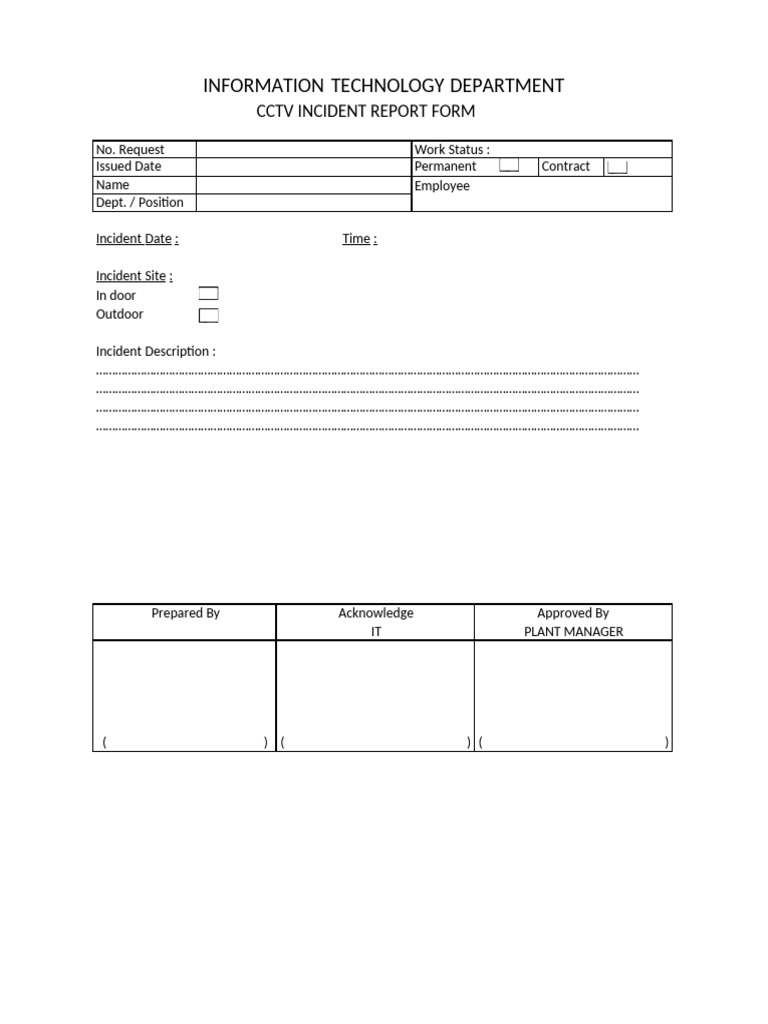 CCTV Incident Report Form Template | PDF